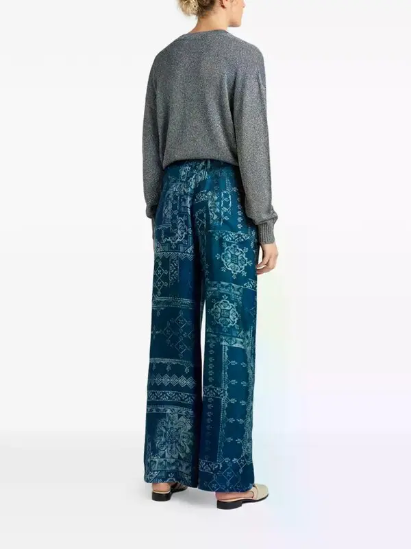 Momoni Printed Straight Trousers - Blue