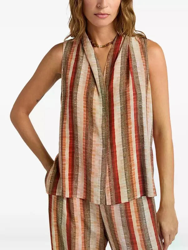 Momoni Kiri Striped V-neck Shirt