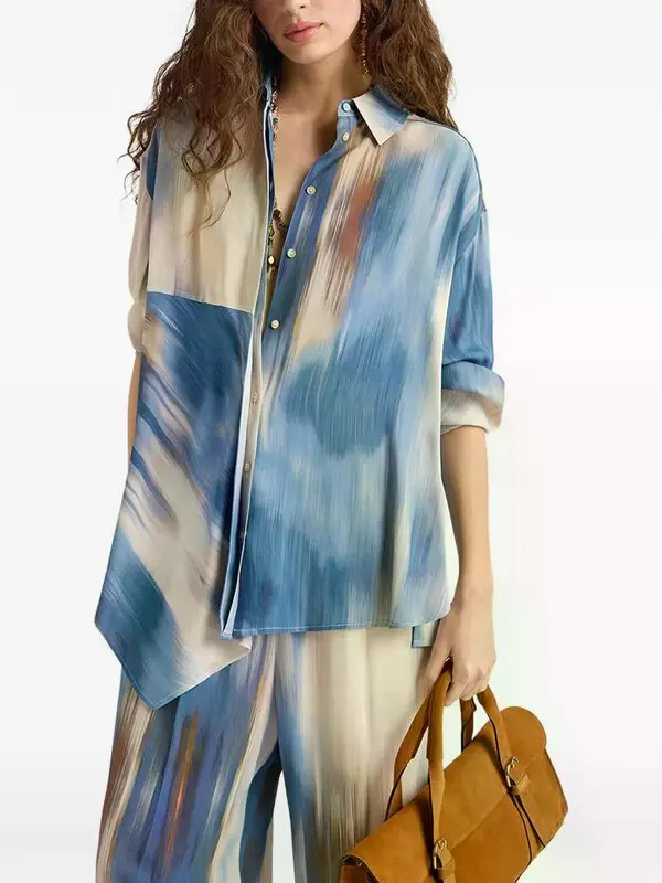 Momoni Printed Asymmetric Shirt