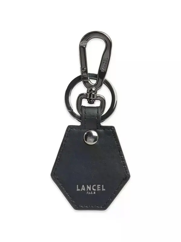 LANCEL Airtag Smooth Leather Keyring - Black