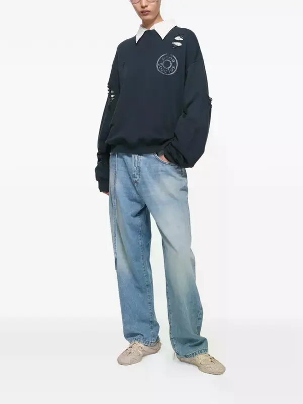 Acne Studios Distressed Logo Print Sweatshirt
