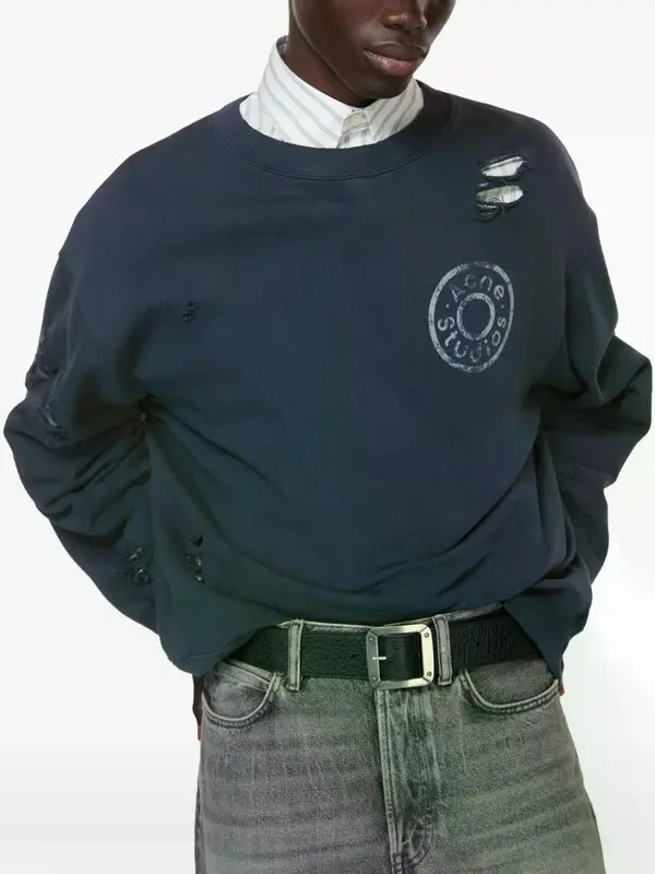 Acne Studios Distressed Logo Print Sweatshirt