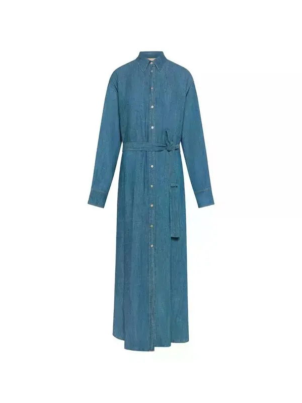 Momoni Laparus Dress In Stonewashed Chambray