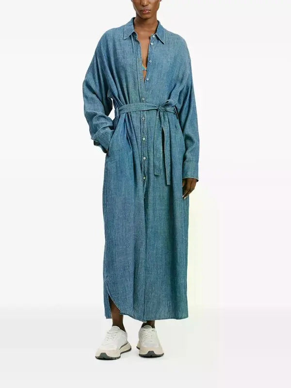 Momoni Laparus Dress In Stonewashed Chambray