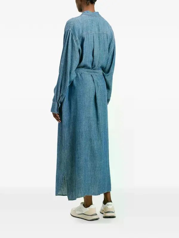 Momoni Laparus Dress In Stonewashed Chambray