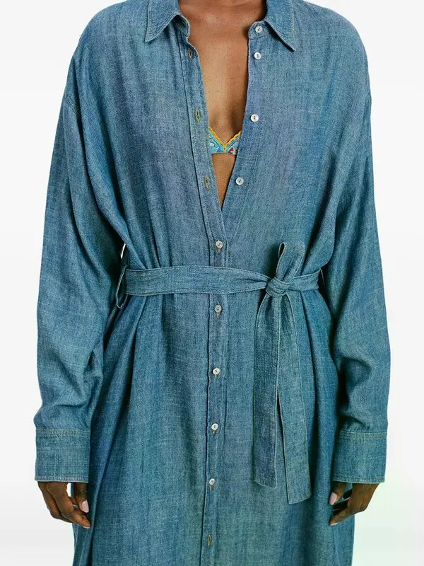 Momoni Laparus Dress In Stonewashed Chambray