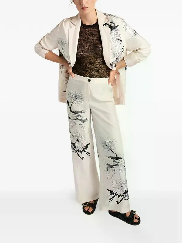 Momoni Floral Print Trousers - White
