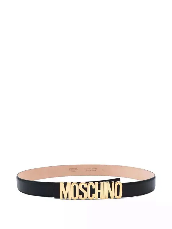 Moschino Logo-buckle Leather Belt - Black