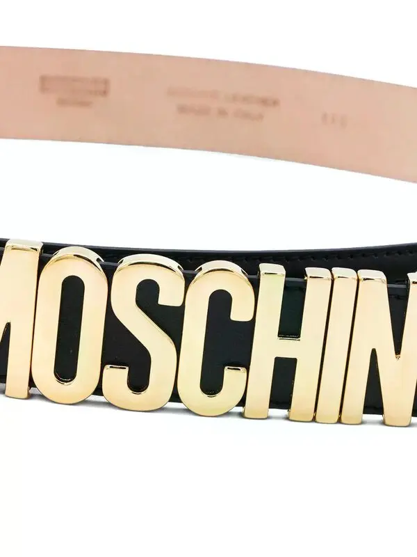 Moschino Logo-buckle Leather Belt - Black