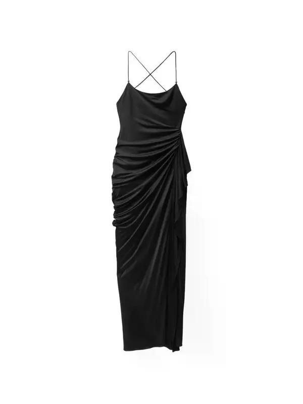 Versace Crossover Strap Ruched Dress