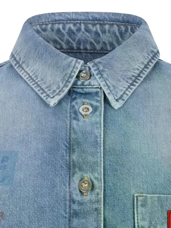 Closed Buttoned Logo-patch Shirt