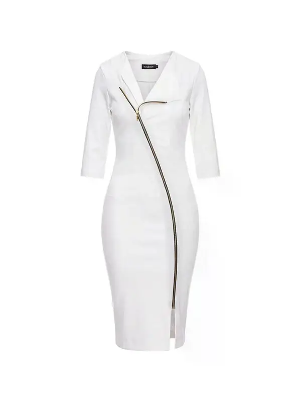 ROSERRY Zip-fastening Midi Dress - White