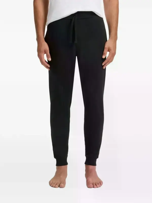 BOSS Logo-print Track Trousers In Cotton Terry - Black