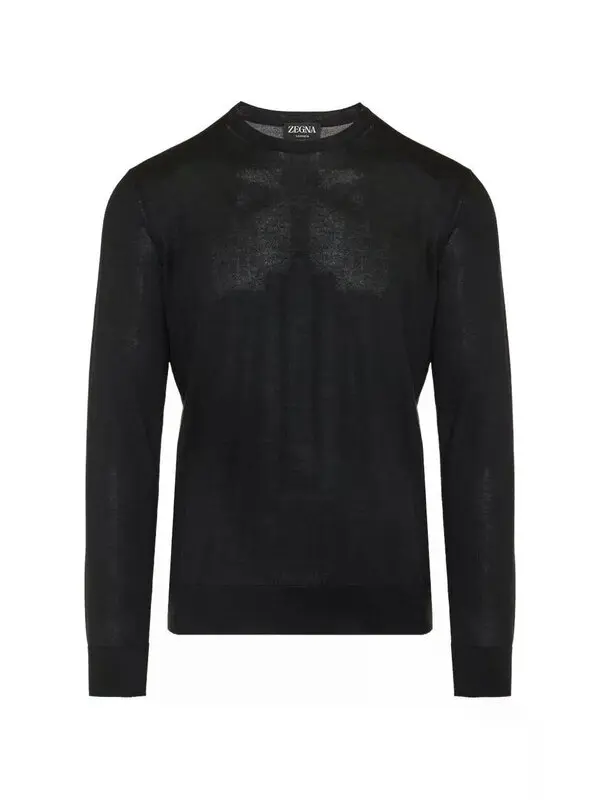 Zegna Crew-neck Long Sleeve Sweater - Black