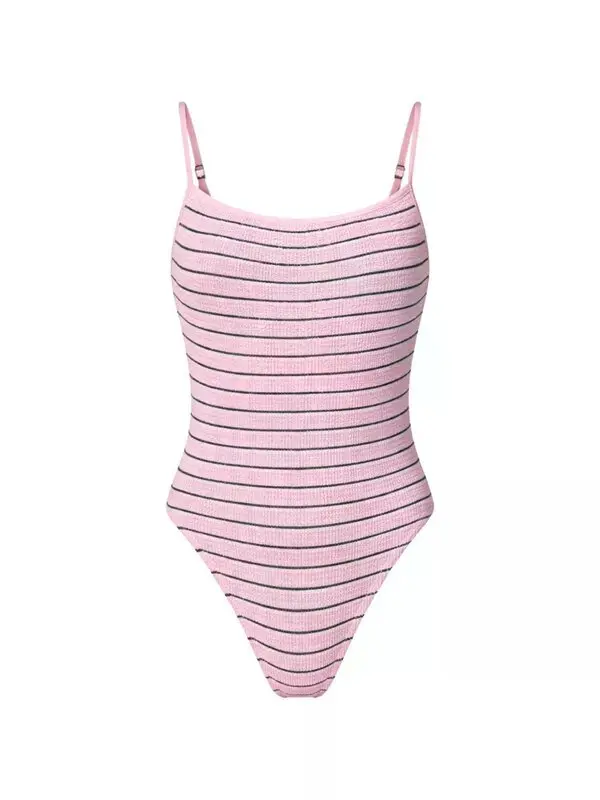 Bond Eye Striped One-piece Swimsuit - Pink