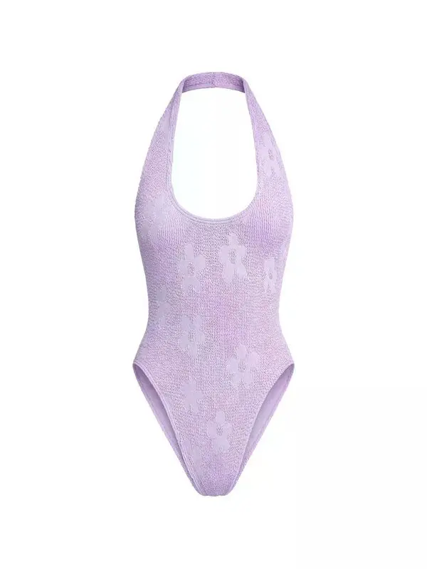 Bond Eye Textured Floral One Piece Swimsuit - Purple