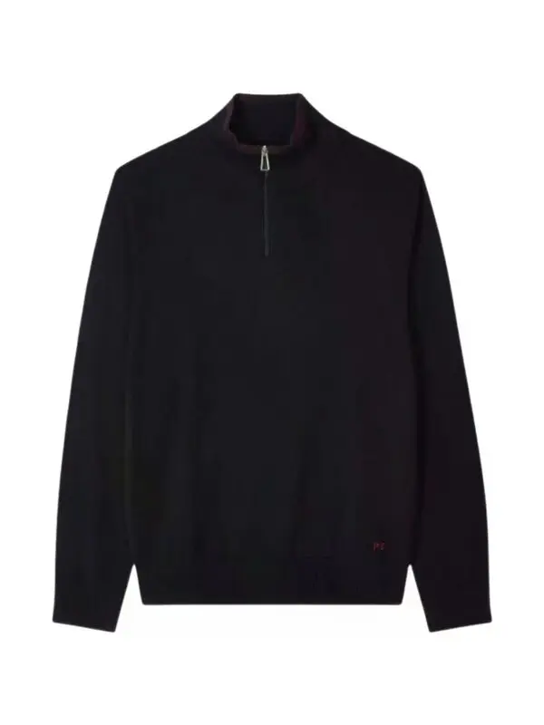Paul Smith Zip Mock-neck Wool Sweater