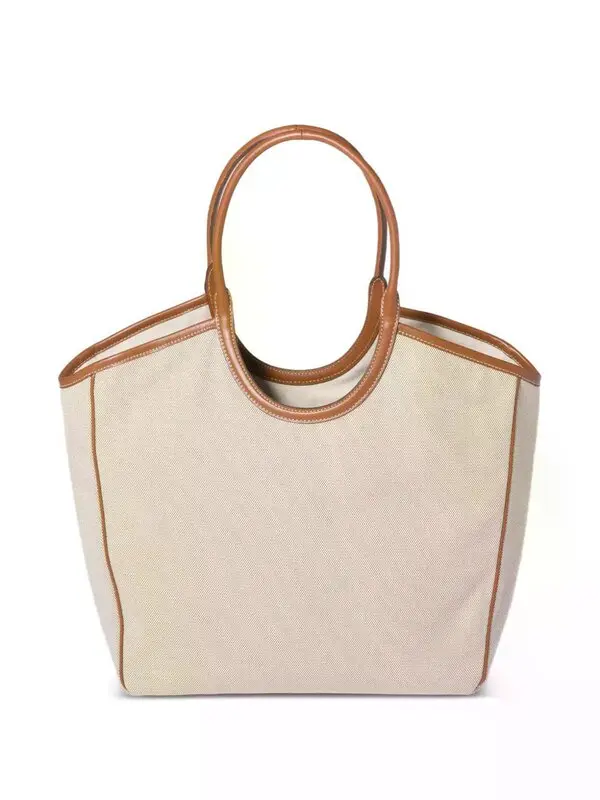 Miu Miu Ivy Canvas And Leather Tote Bag - Neutrals