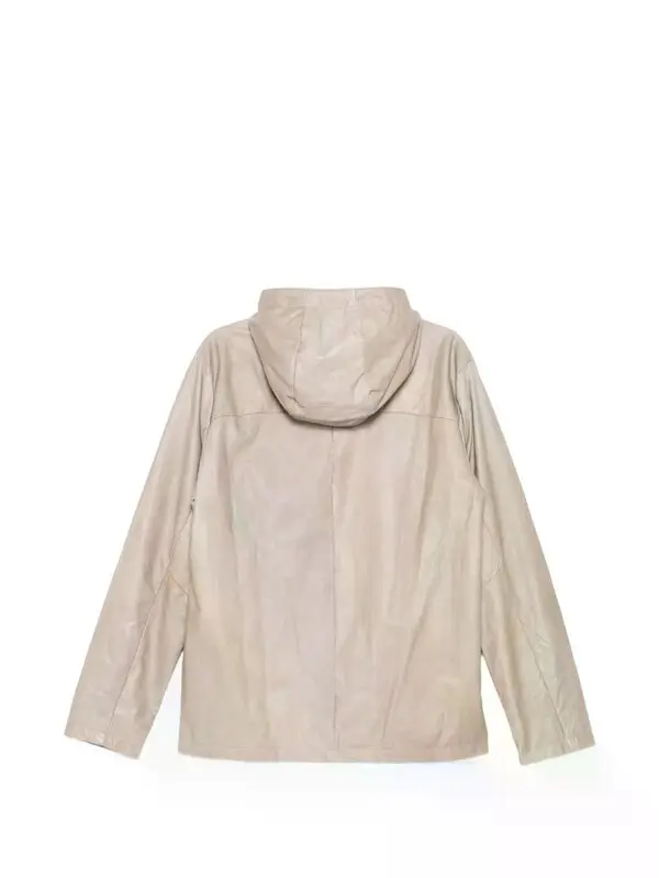 GIORGIO BRATO Leather Hooded Jacket - Neutrals