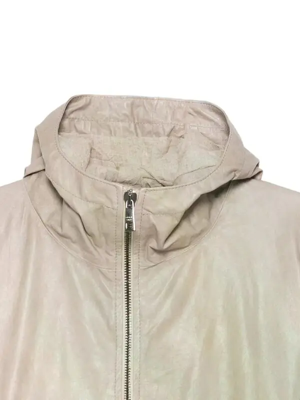GIORGIO BRATO Leather Hooded Jacket - Neutrals
