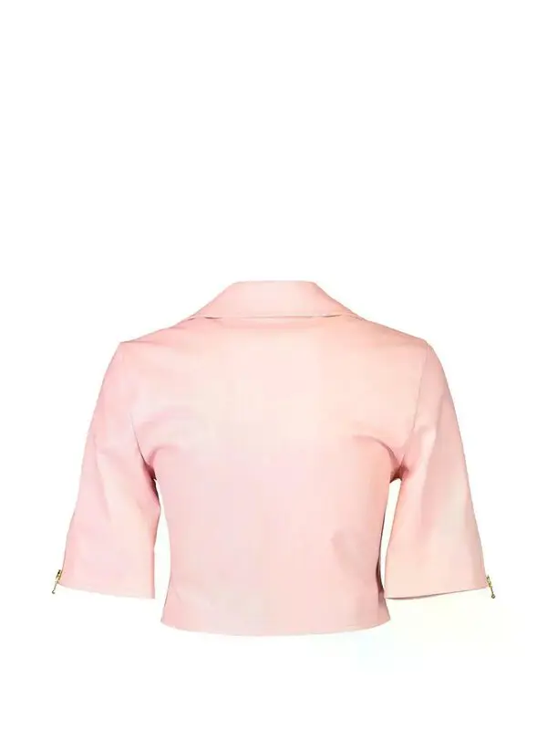SUSAN BENDER Cropped Moto Jacket With Gold-tone Hardware