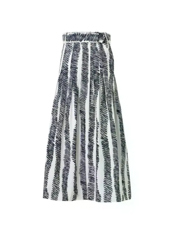 Akris Striped Pleated Midi Skirt