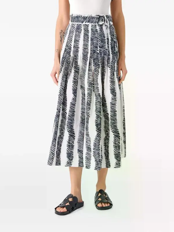 Akris Striped Pleated Midi Skirt