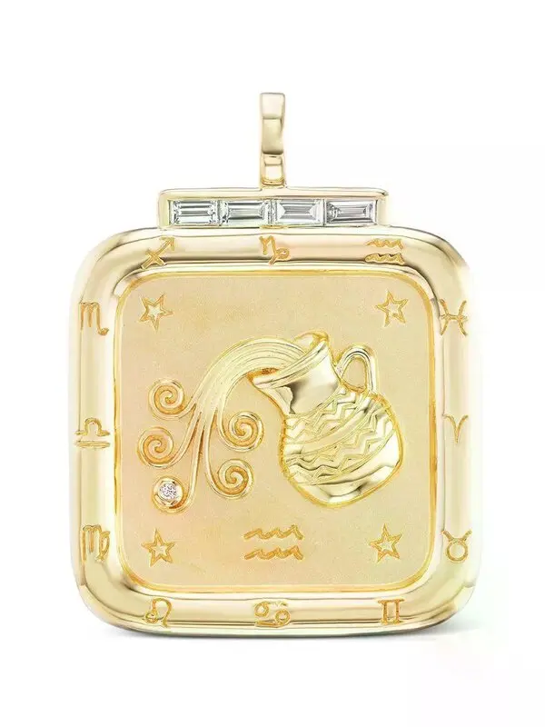 Sorellina Diamond Aquarius Zodiac Pendant - Gold