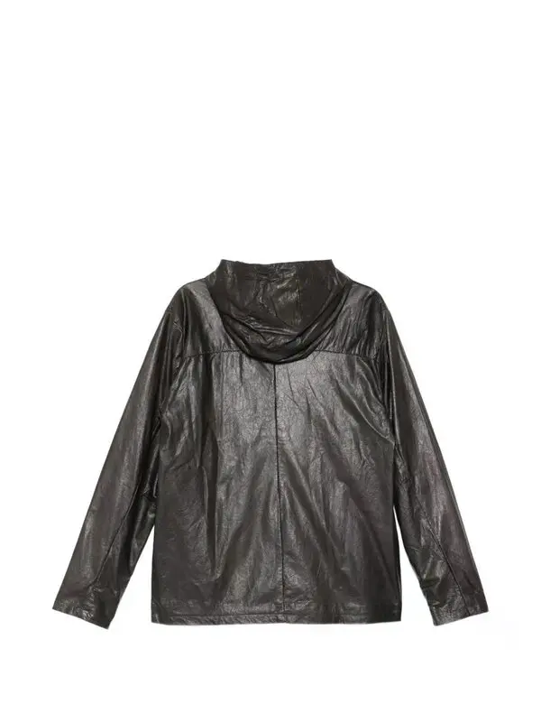 GIORGIO BRATO Leather Hooded Jacket - Black