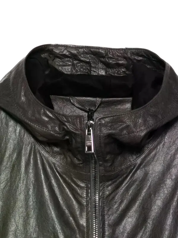GIORGIO BRATO Leather Hooded Jacket - Black