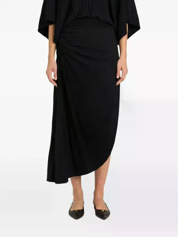 TWINSET Gathered Slit Midi Skirt