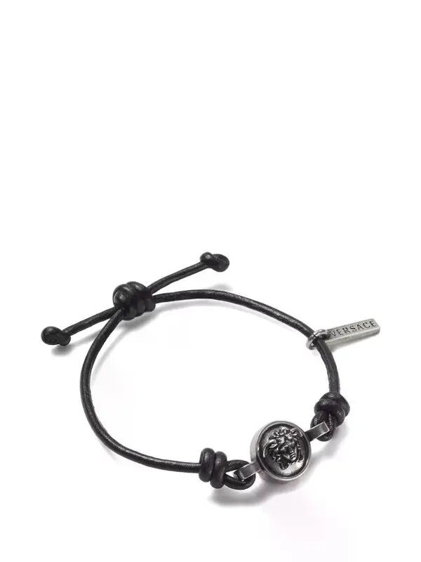 Versace Medusa Leather Bracelet - Silver