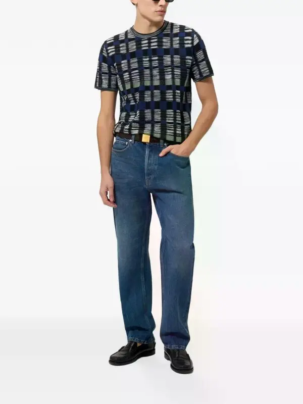 Missoni Crew-neck Cotton T-shirt With Check Pattern