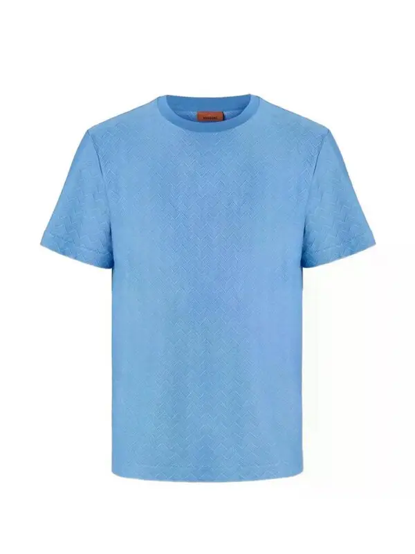 Missoni Jacquard T-shirt With Zigzag Design - Blue