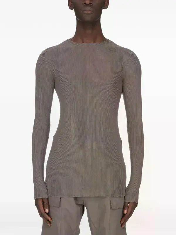 Rick Owens Ribbed Crewneck Sweater - Brown