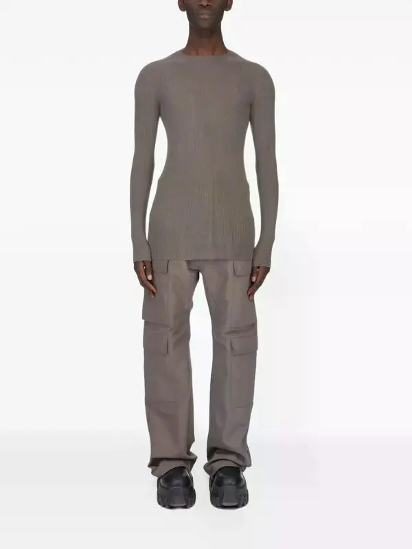 Rick Owens Ribbed Crewneck Sweater - Brown