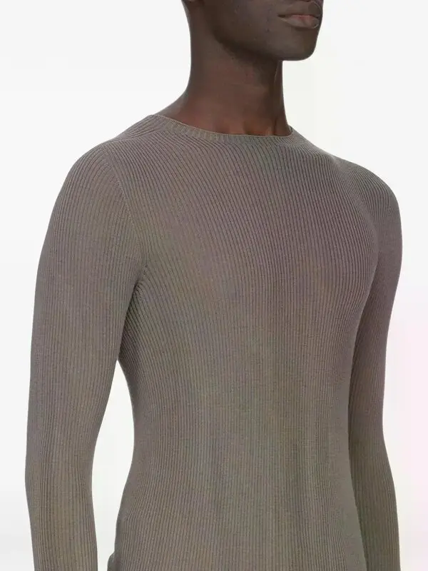 Rick Owens Ribbed Crewneck Sweater - Brown