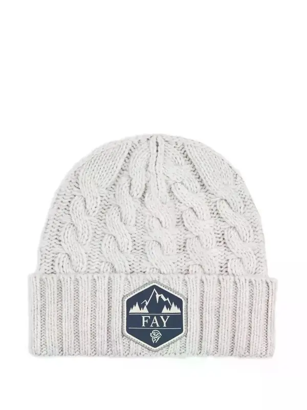 FAY Cable-knit Beanie Hat - Grey