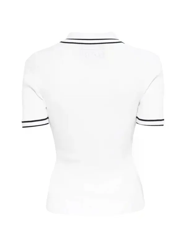 Iceberg Striped Knit Polo Top - White