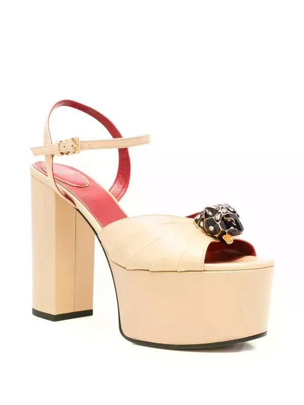 Valentino Garavani Panthea Embellishment Platform Sandals - Neutrals