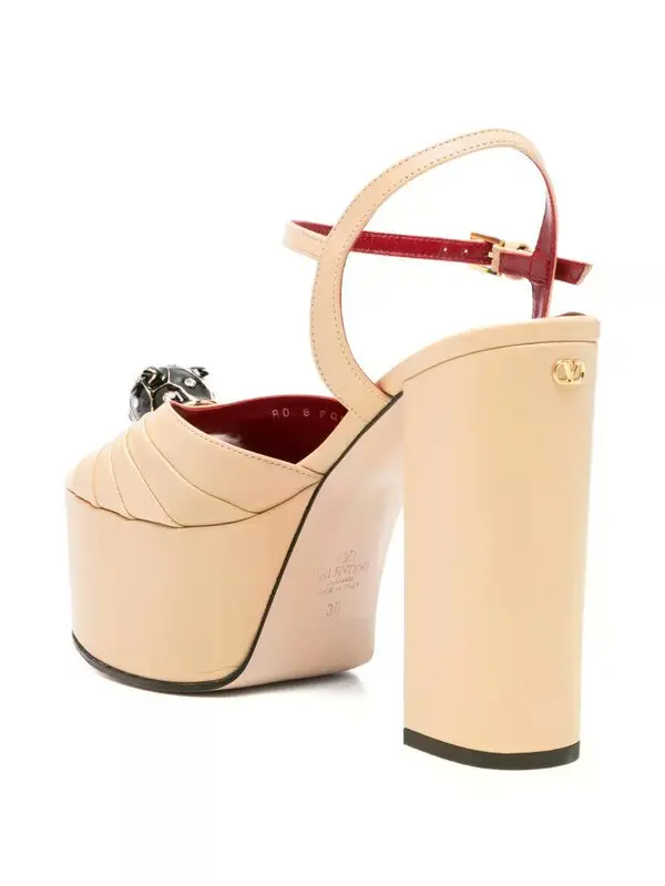 Valentino Garavani Panthea Embellishment Platform Sandals - Neutrals