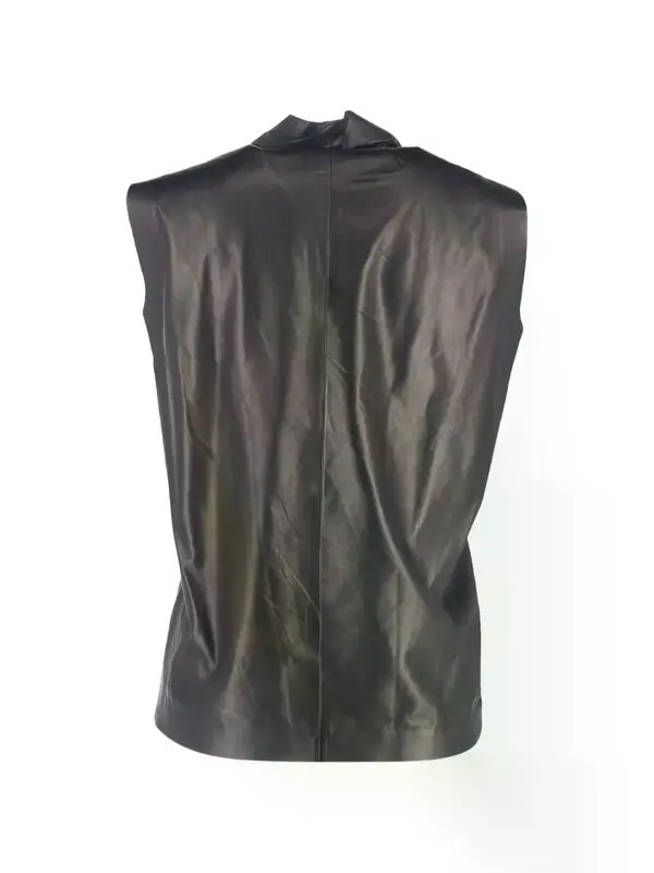 Celine Cowl-neck Leather Blouse