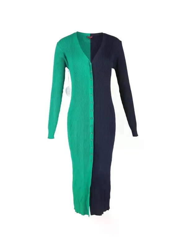 Staud Shoko Colorblocked V-neck Midi Dress - Multicolour