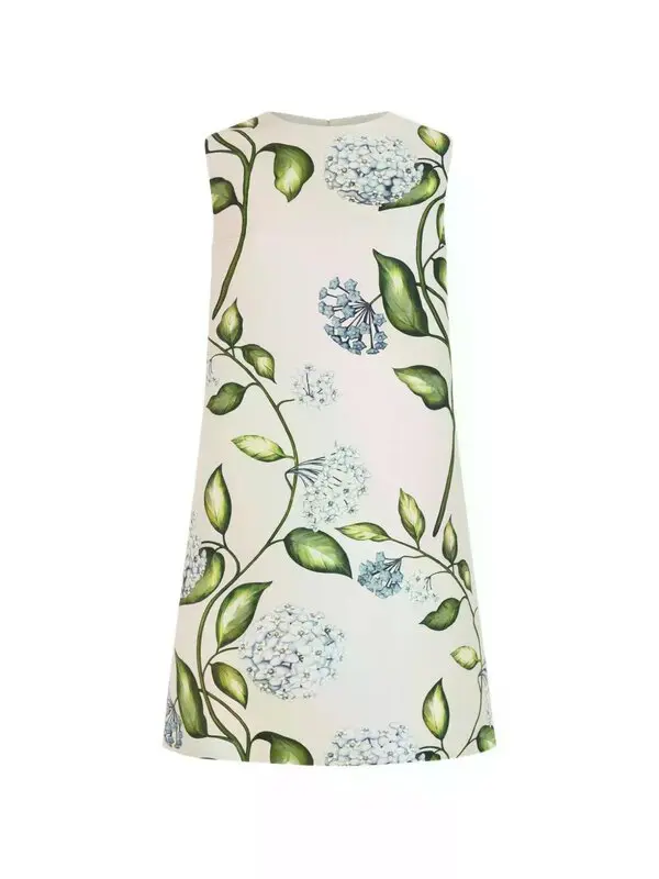Oscar De La Renta Porcelain Floral Faille Shift Dress