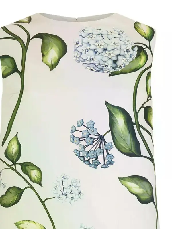Oscar De La Renta Porcelain Floral Faille Shift Dress