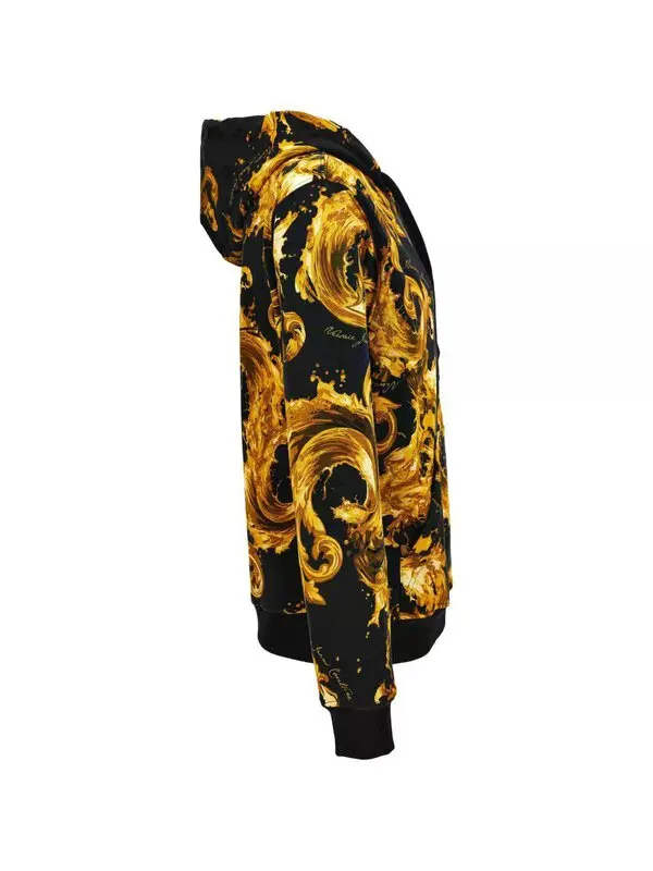 Versace Baroque-print Zip-up Hoodie - Gold