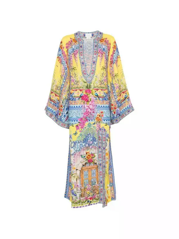Camilla V-neck Floral-print Midi Dress