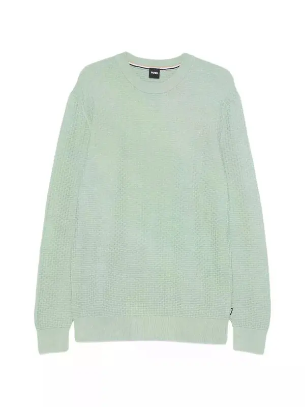 BOSS Textured Crew Neck Sweater - Green