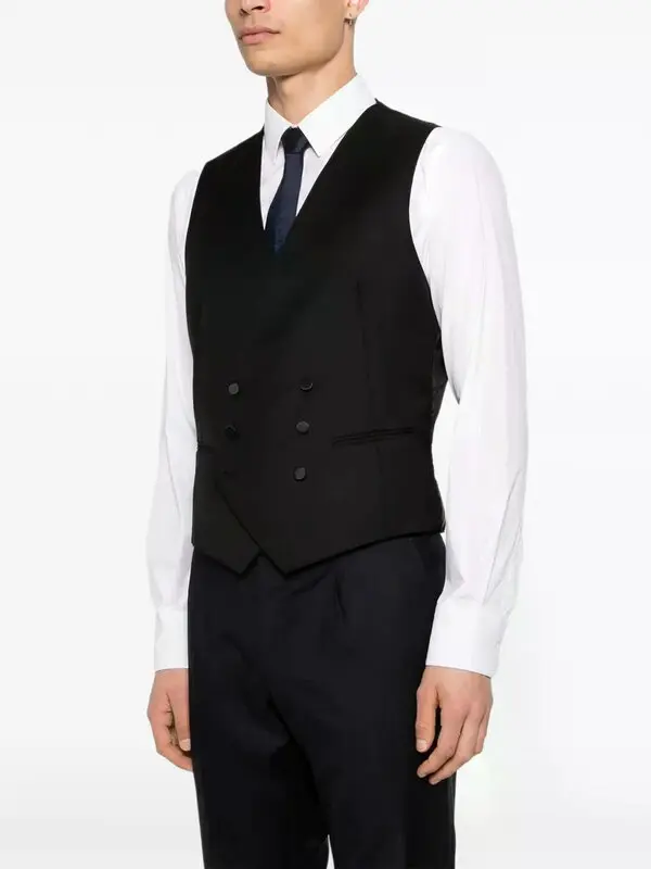 Tagliatore Button Waistcoat - Black