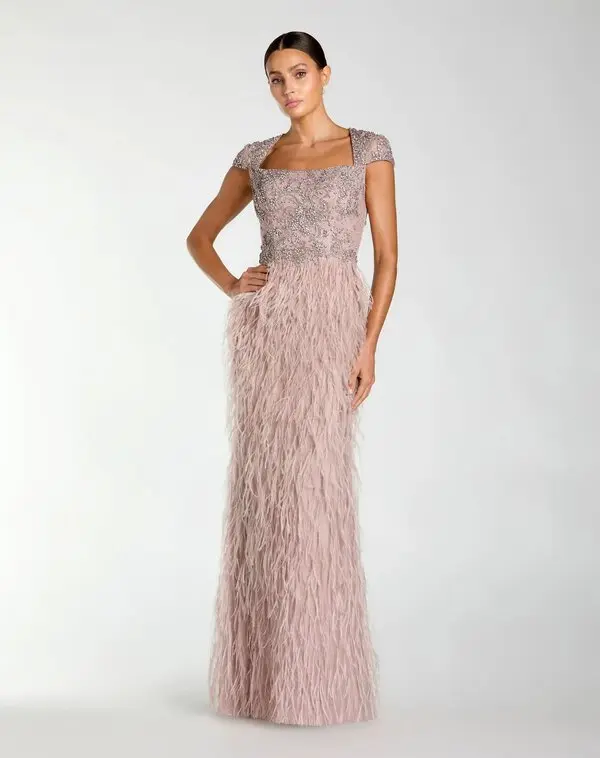 MAC DUGGAL COLLECTION Embellished Feather Gown